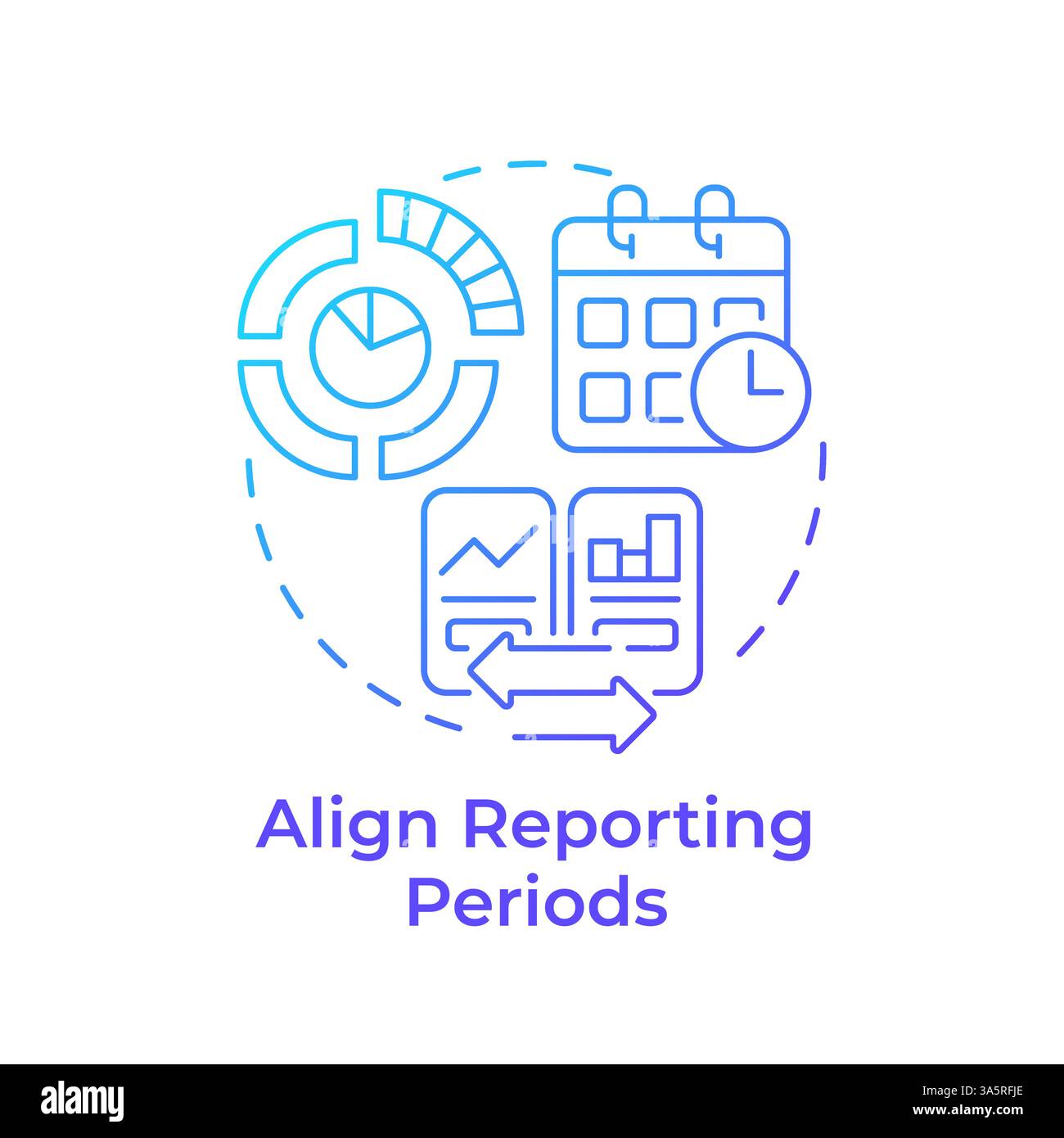 Aligning reporting periods blue gradient concept icon Stock Vector Image & Art - Alamy