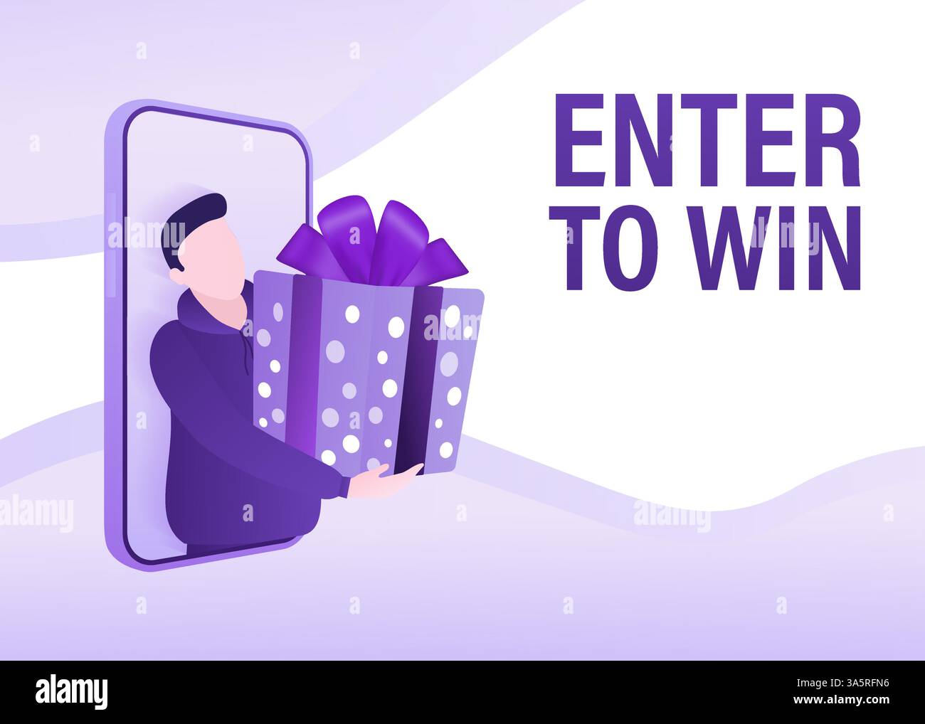 Cartoon character enter to win prizes. Holiday banner. Vector design banner. Win prize. Vector ...