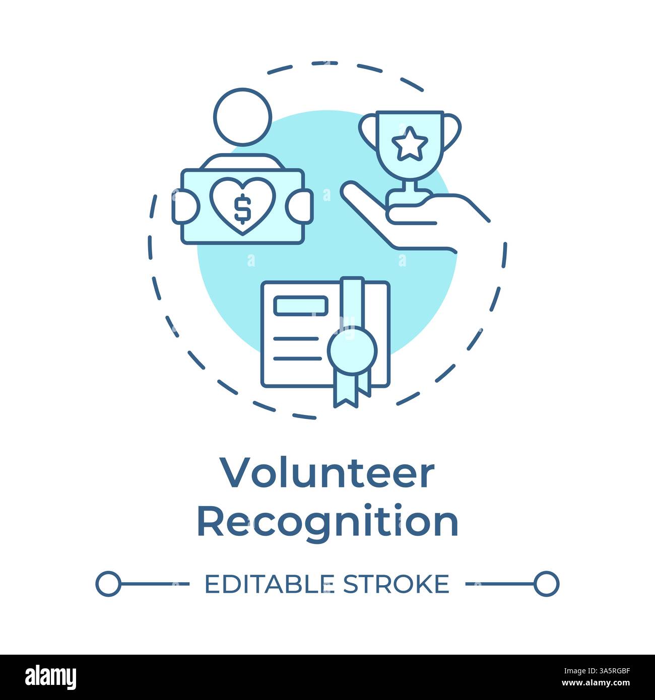 Volunteer recognition soft blue concept icon Stock Vector Image & Art ...