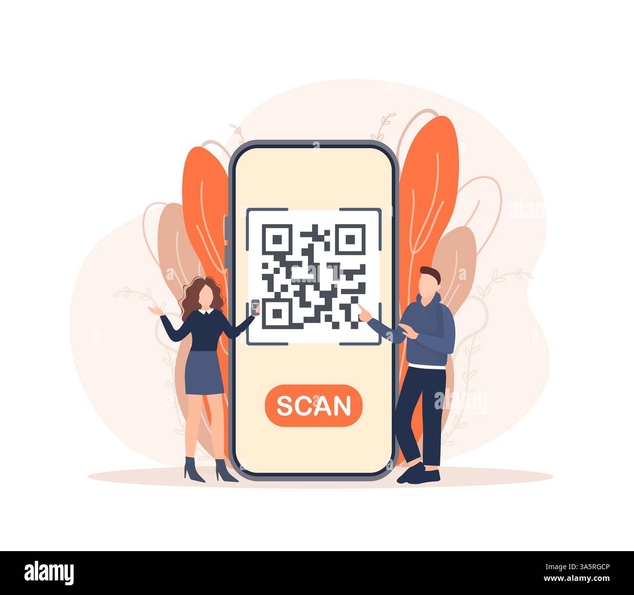 Scan qr code people, great design for any purposes. 3d vector ...