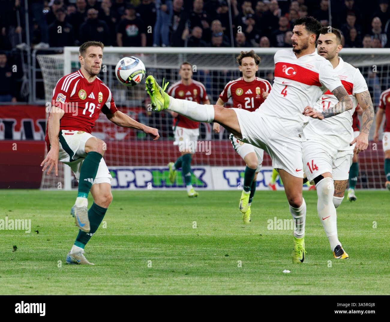 Budapest, Hungary. 23rd March, 2025. Samet Akaydin of Türkiye fights ...