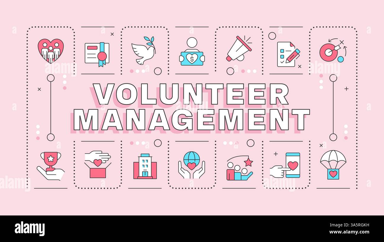 Volunteer management pink word concept Stock Vector Image & Art - Alamy