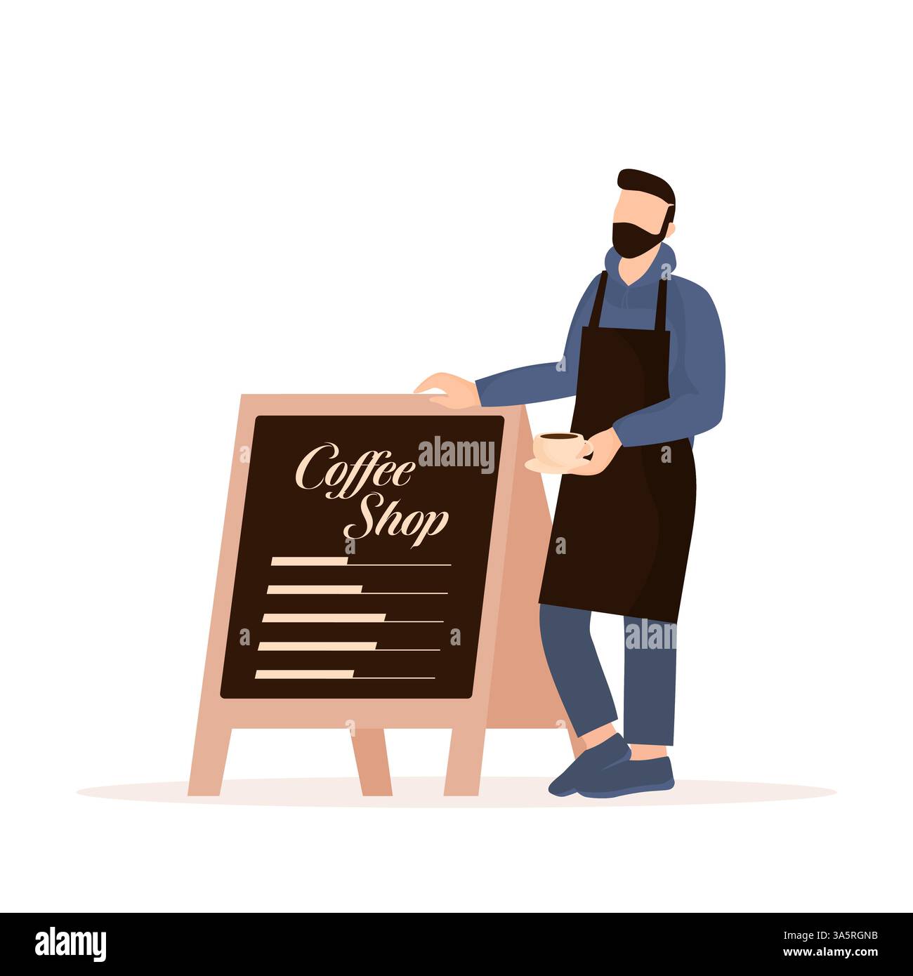 Flat character coffee shop barista. Vector illustration flat design ...