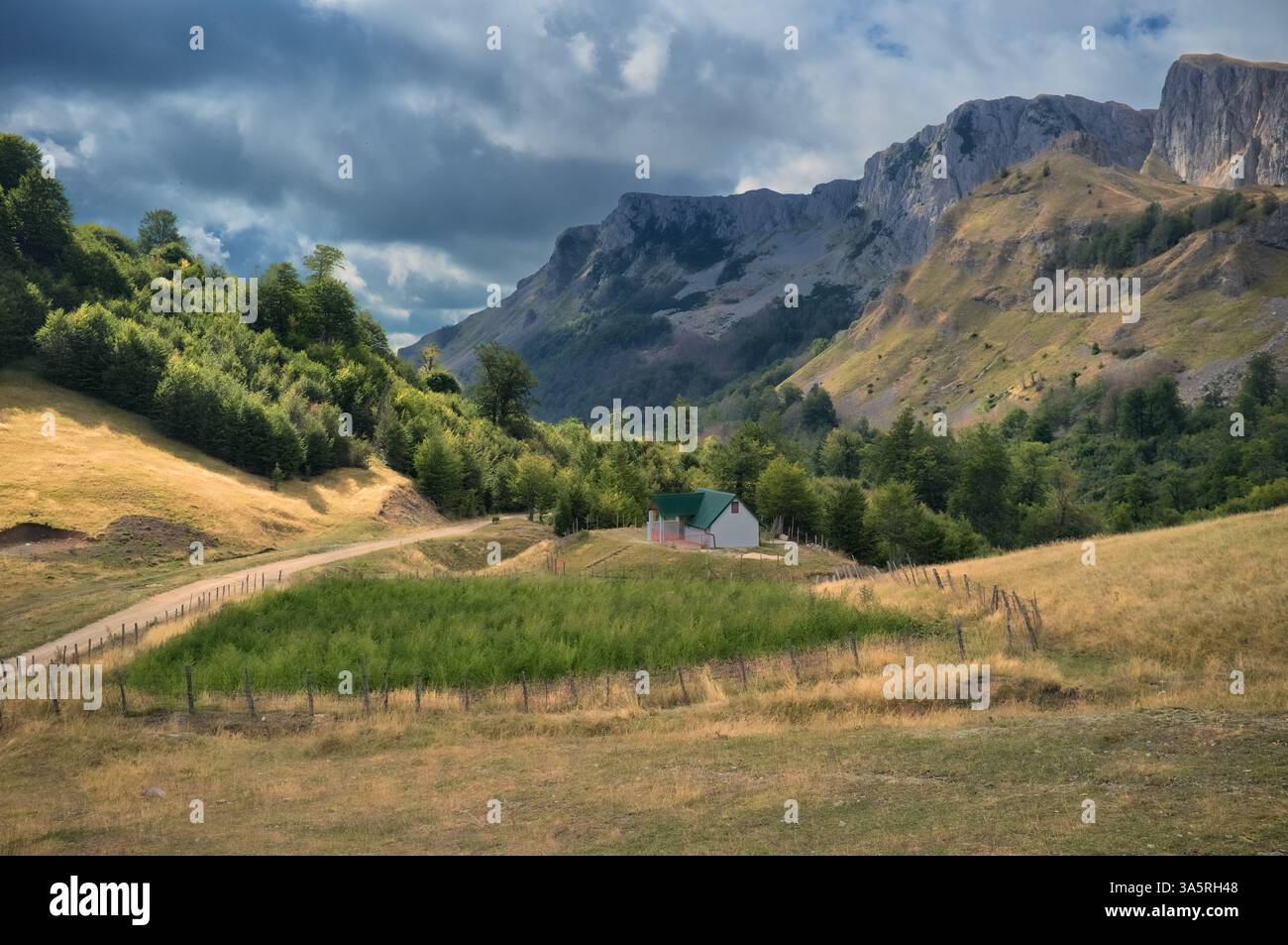 new mountain house farm in landscape of Sutjeska National Park, Bosnia ...