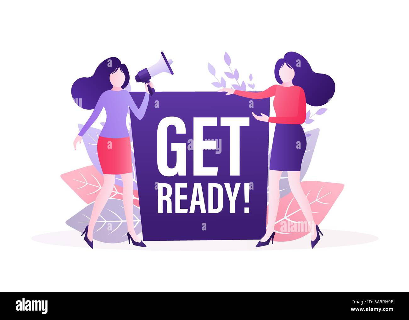 Get ready people in flat style. Vector illustration background. Banner ...