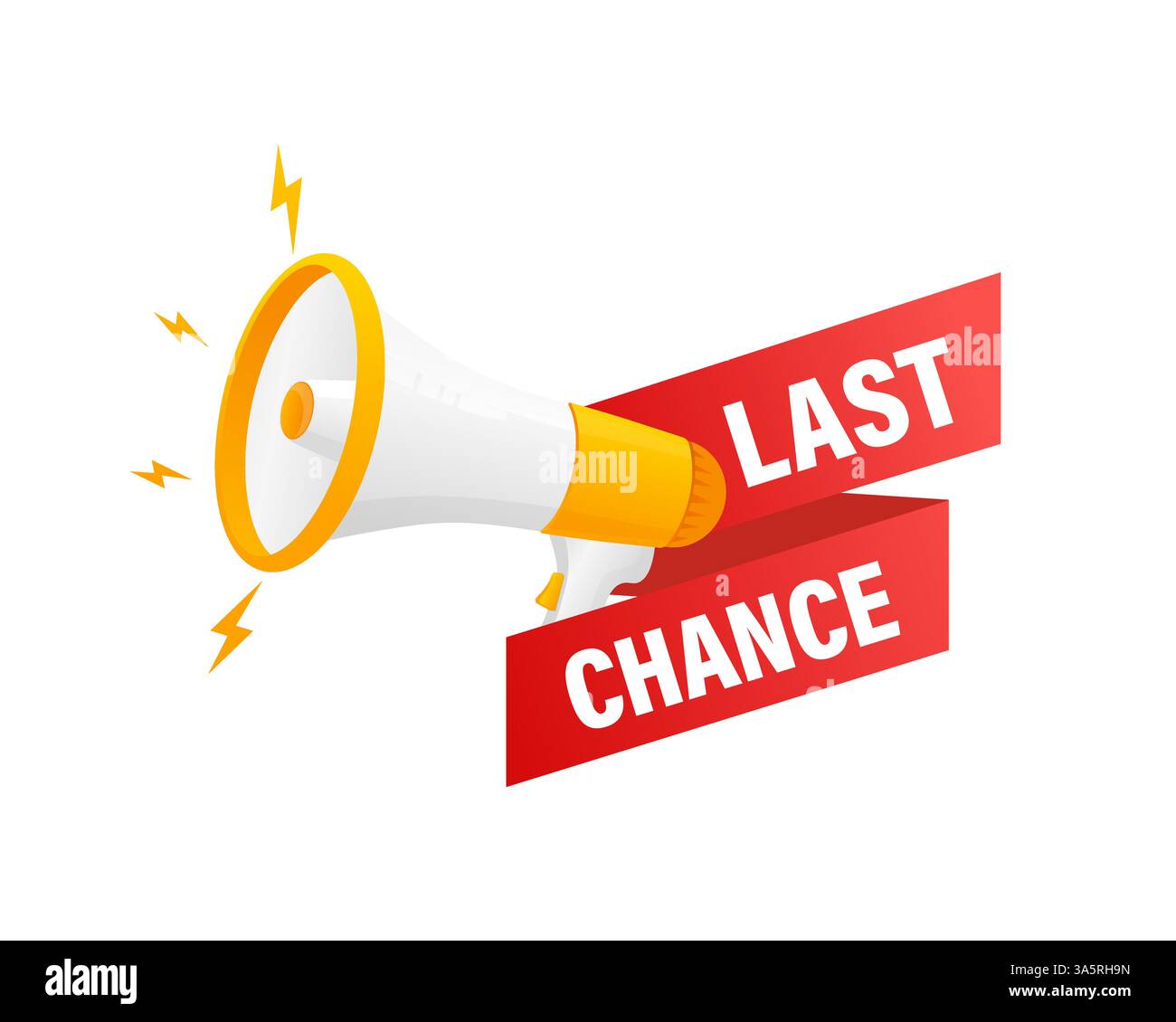 Last chance. Badge, stamp with megaphone icon. Flat vector illustration ...