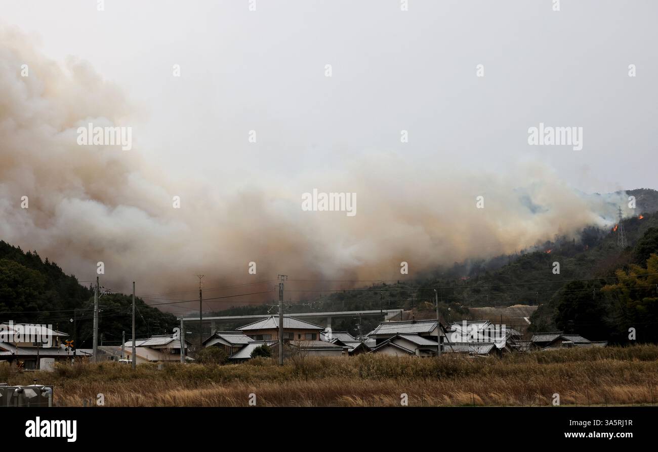 A photo shows a forest fire, broke out on 23 and has continued spread ...