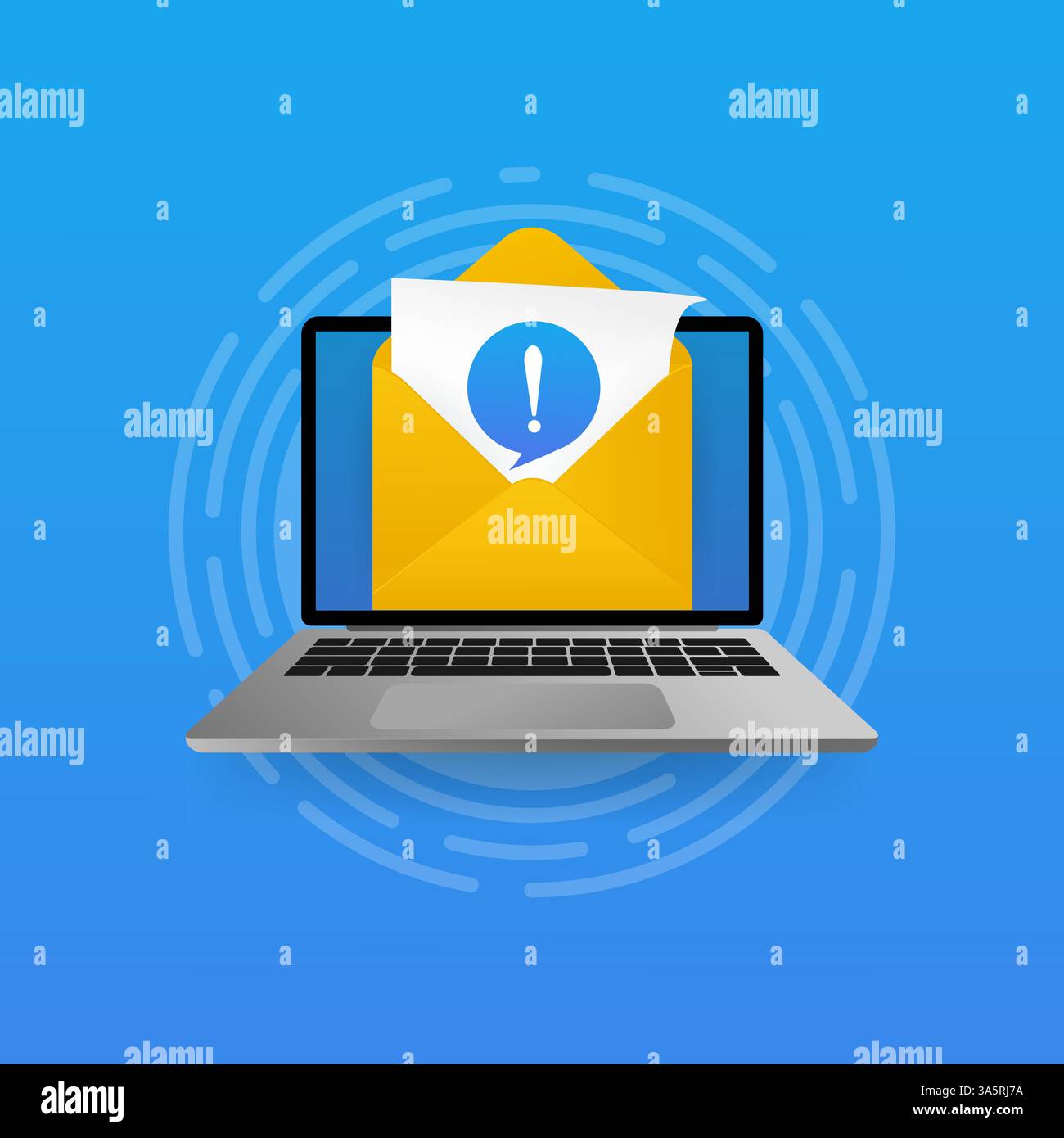 Alert mail laptop, great design for any purposes. Flat vector. Mail ...