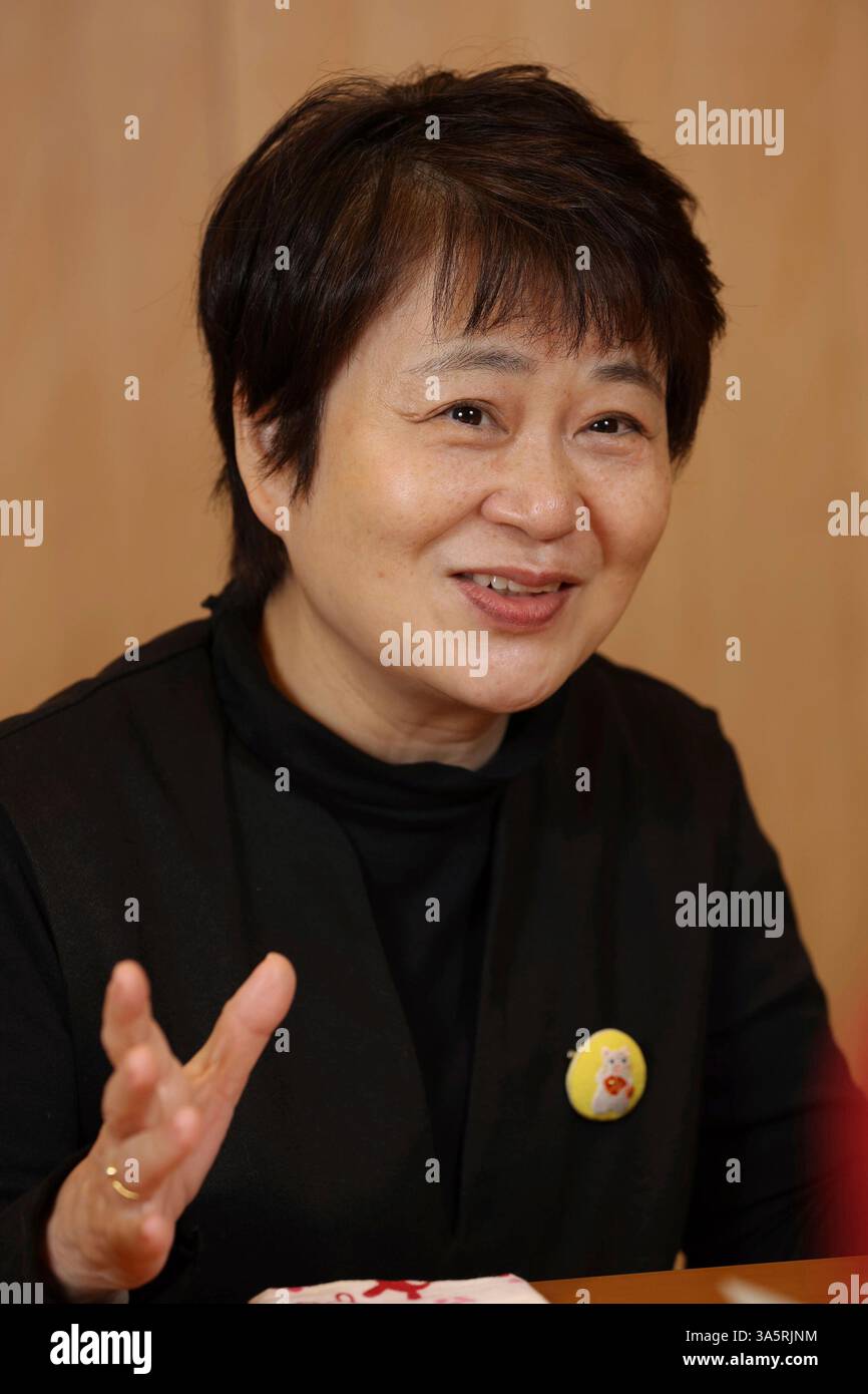 Japanese novelist Miyuki Miyabe is pictured in Tokyo on March 4, 2025 ...