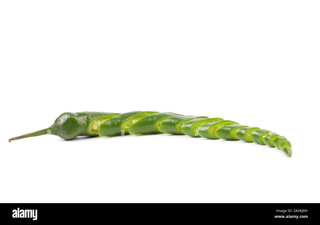 Slices of green chilli pepper isolated on a white background Stock ...