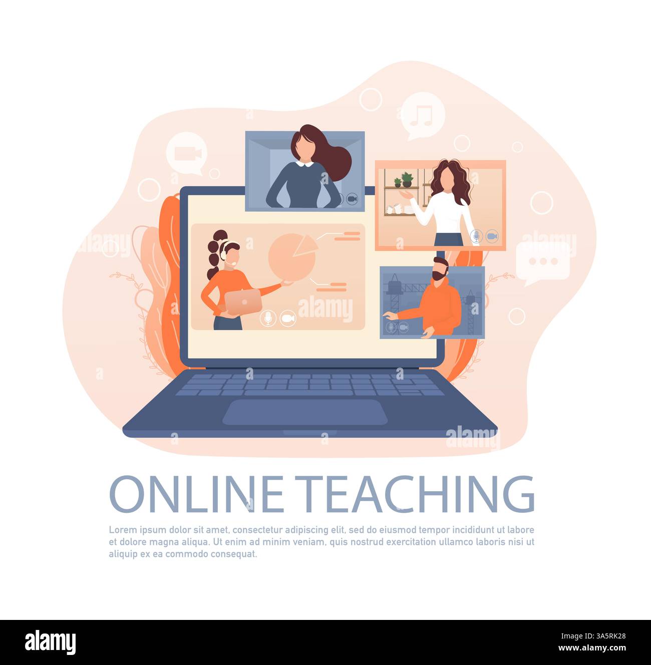 Cartoon online teaching for web design. Cartoon character. Web design ...