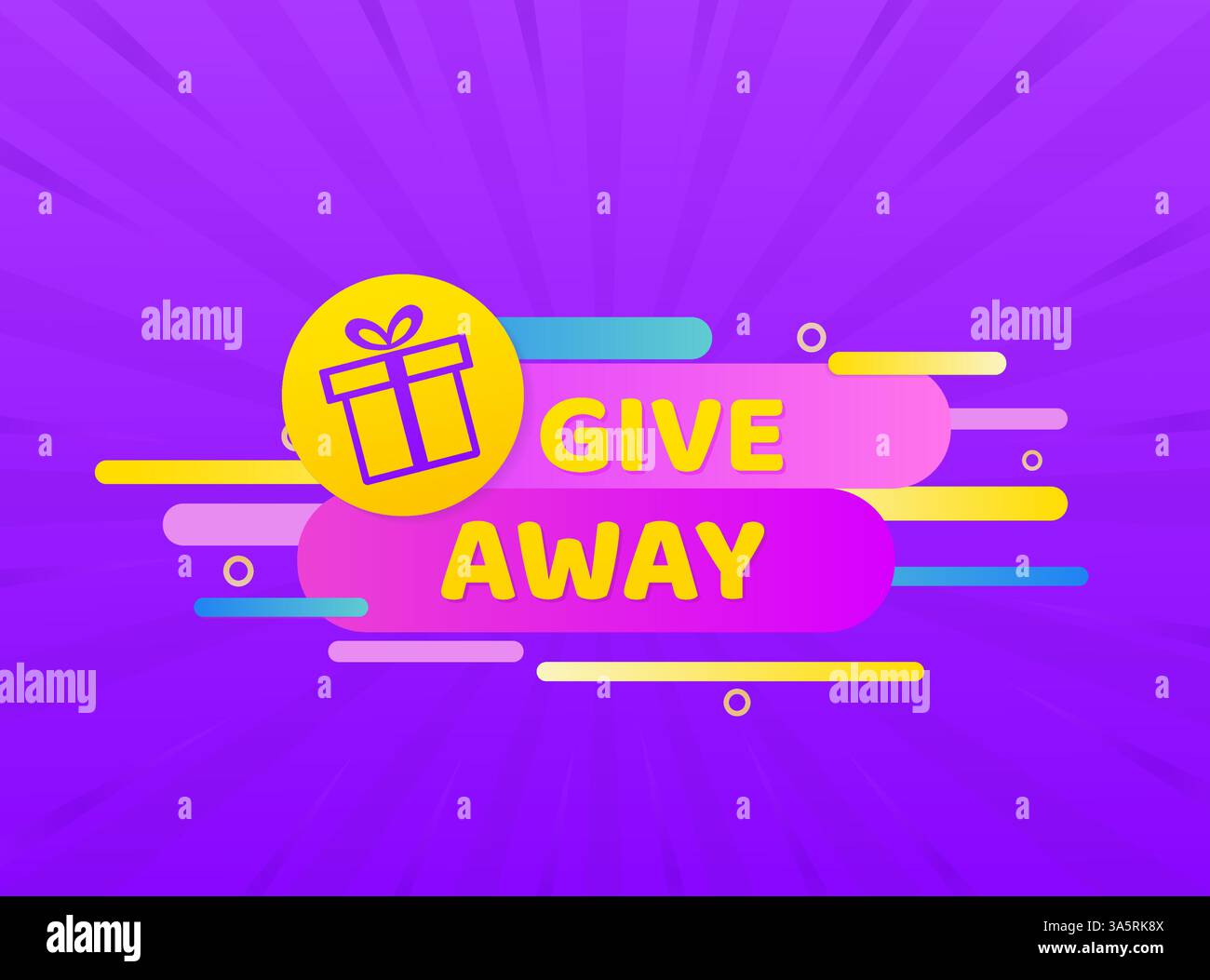 Giveaway. Badge, stamp with megaphone icon. Flat vector illustration on ...