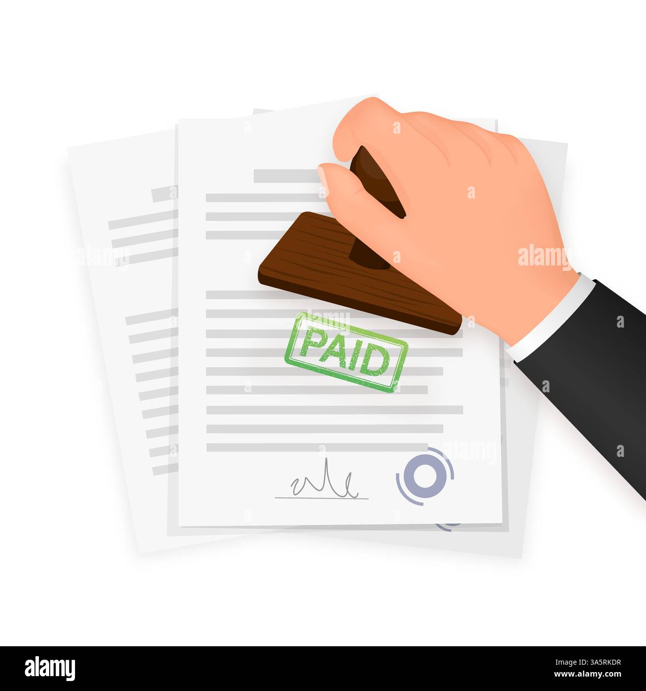 Paid green stamp isolated on white background. Vector illustration ...