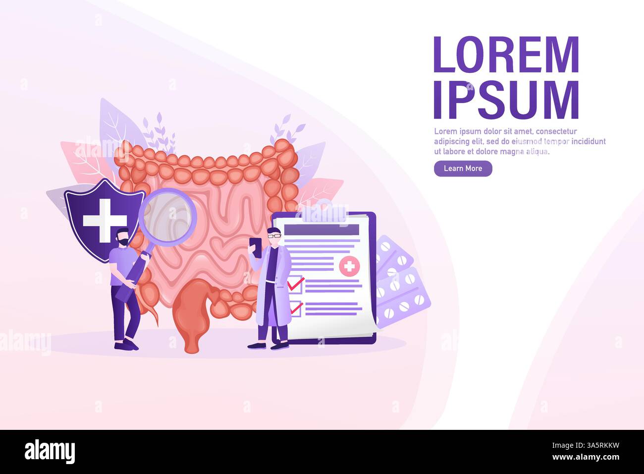 Cartoon vector illustration. Flat vector illustration with intestines ...