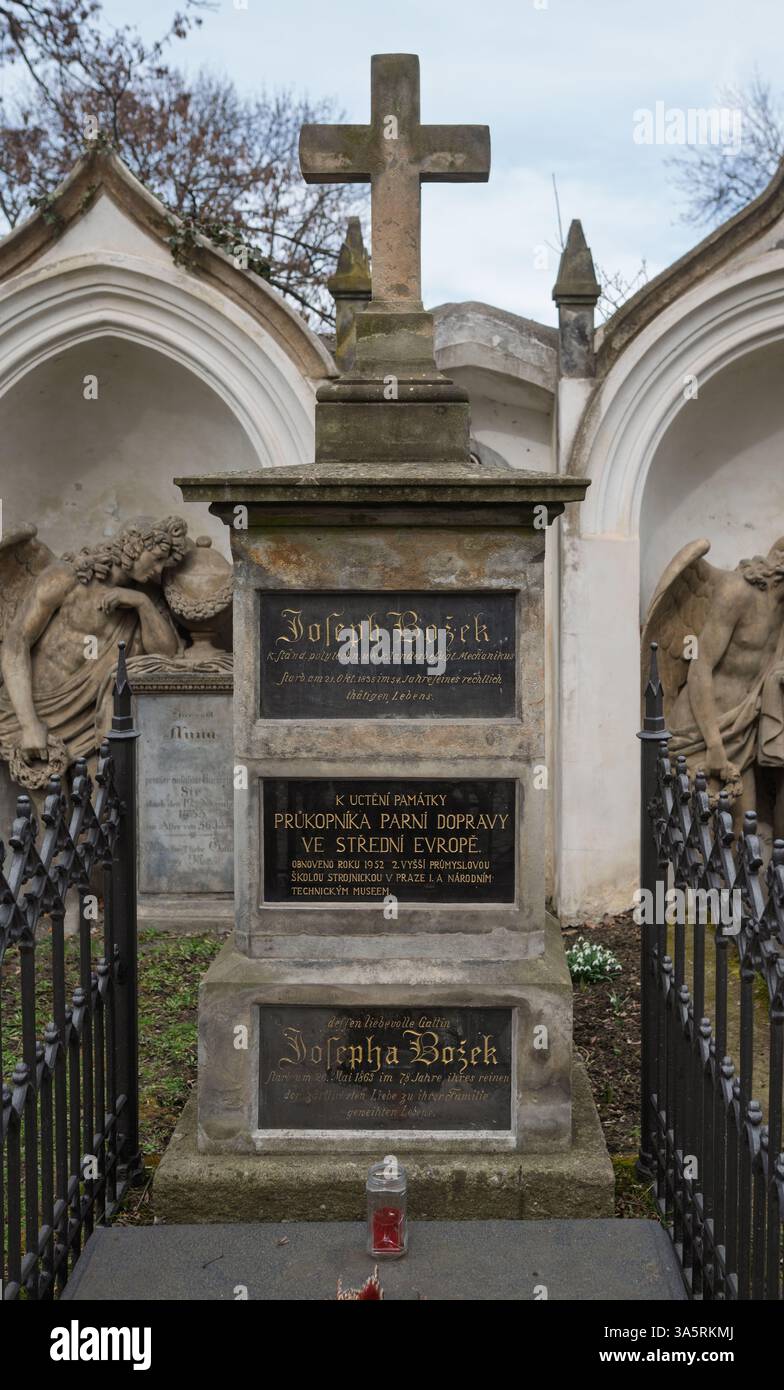 Grave of Josef Božek, Czech engineer and inventor, who introduced steam ...