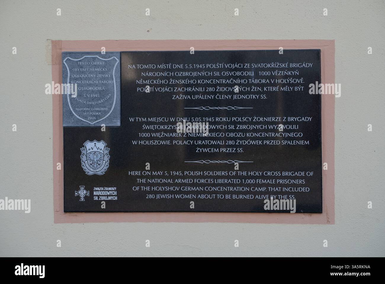 Memorial tablet to liberation of female concentration camp prisoners by ...