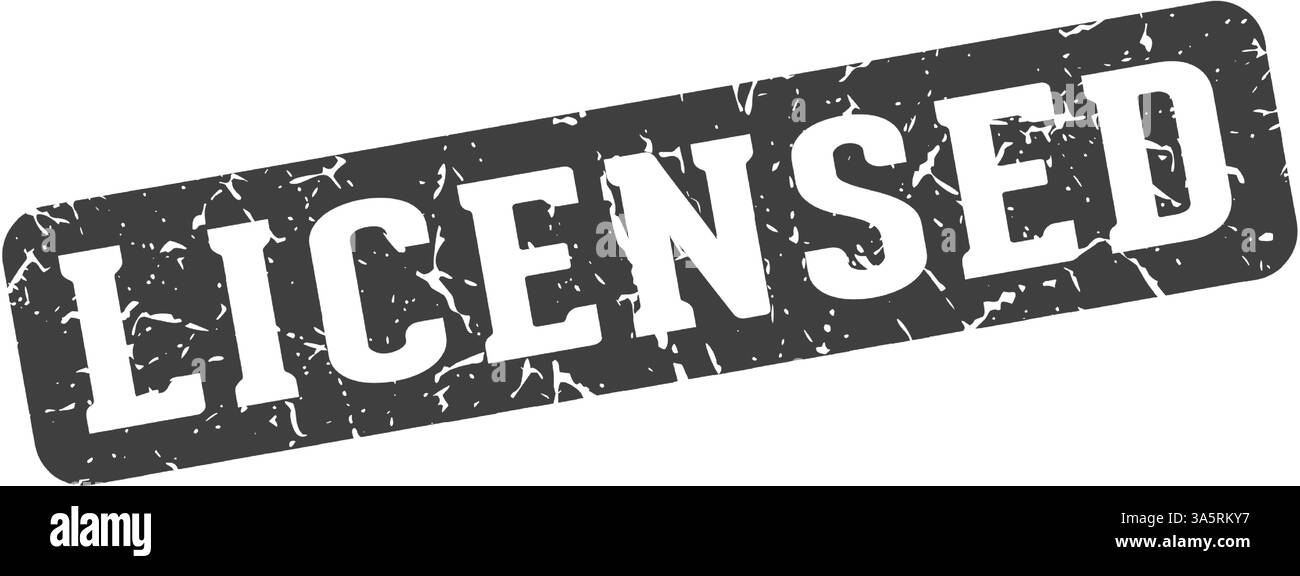 licensed stamp. licensed rectangular sign isolated on transparent ...