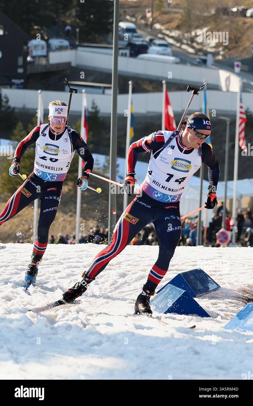 Endre Stroemsheim and Isak Frey from Norway during the BMW IBU World ...