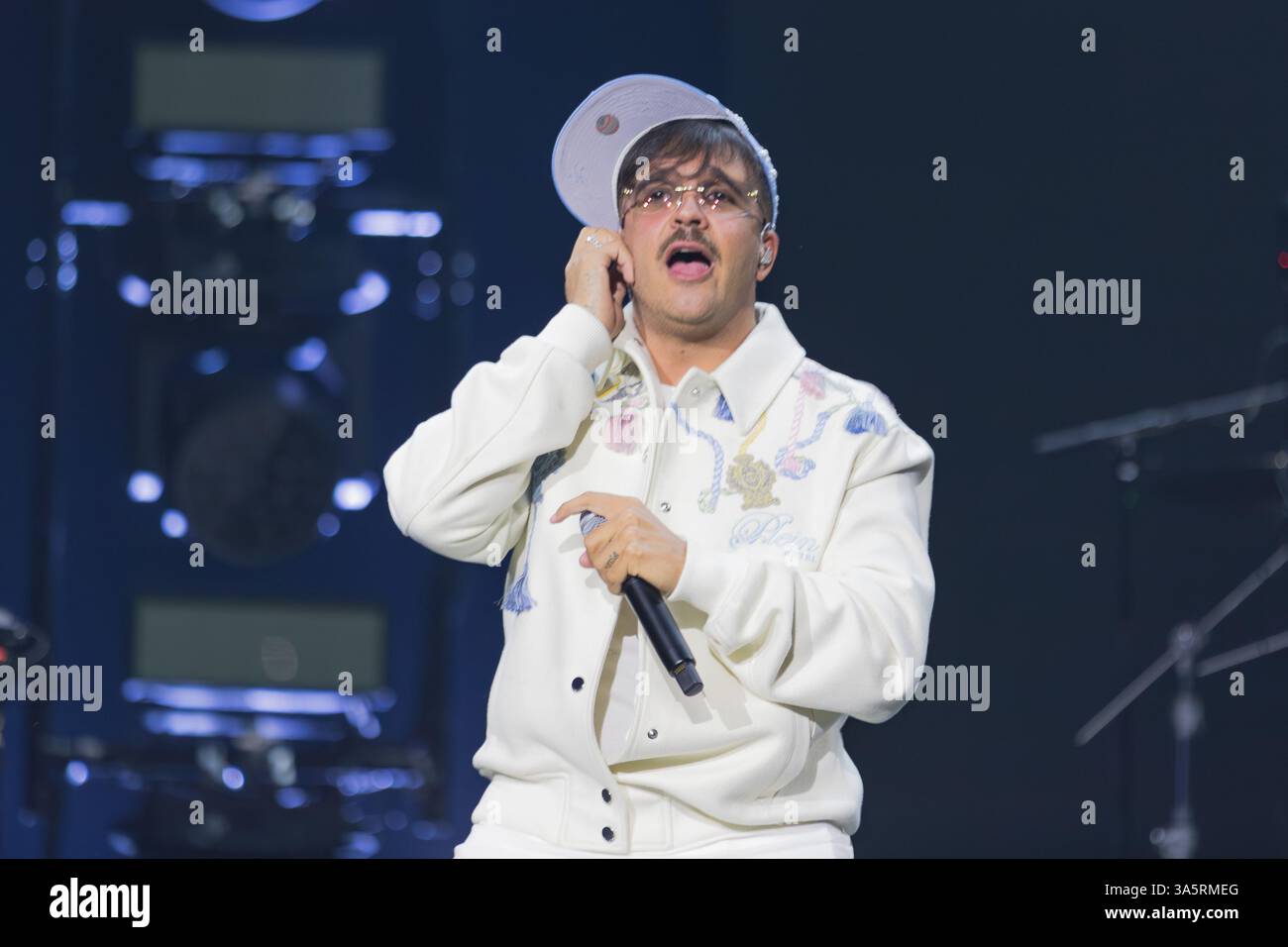 Emanuele Palumbo, aka Geolier, performs in Unipol Forum, Milan during GEOLIER LIVE 2025, Music ...