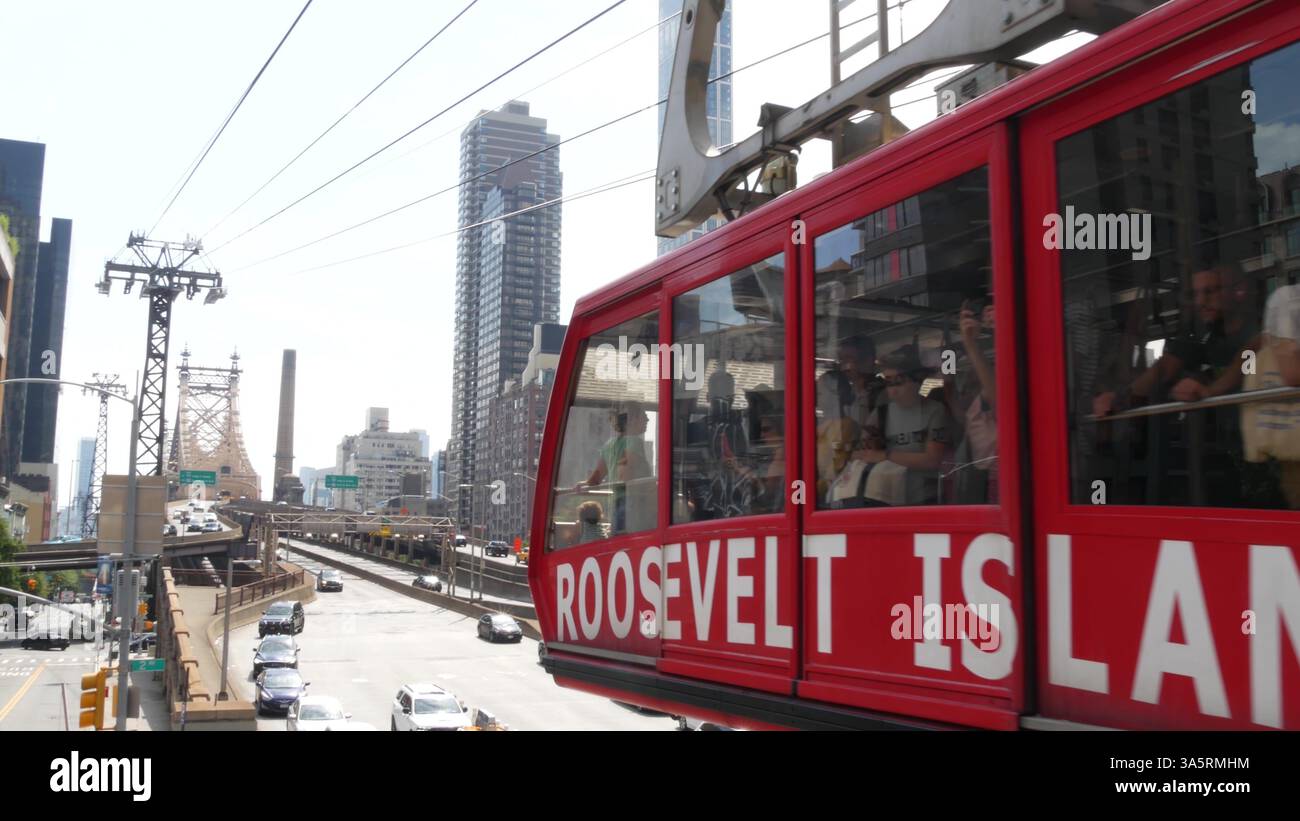 New York City, United States - 4 Sept 2023: Roosevelt Island tramway to ...