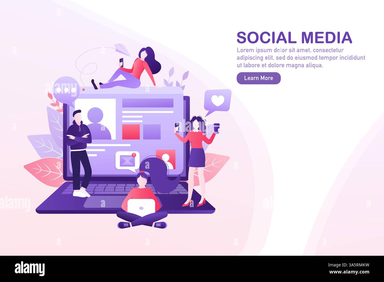 Social media people. Digital marketing illustration. Digital ...