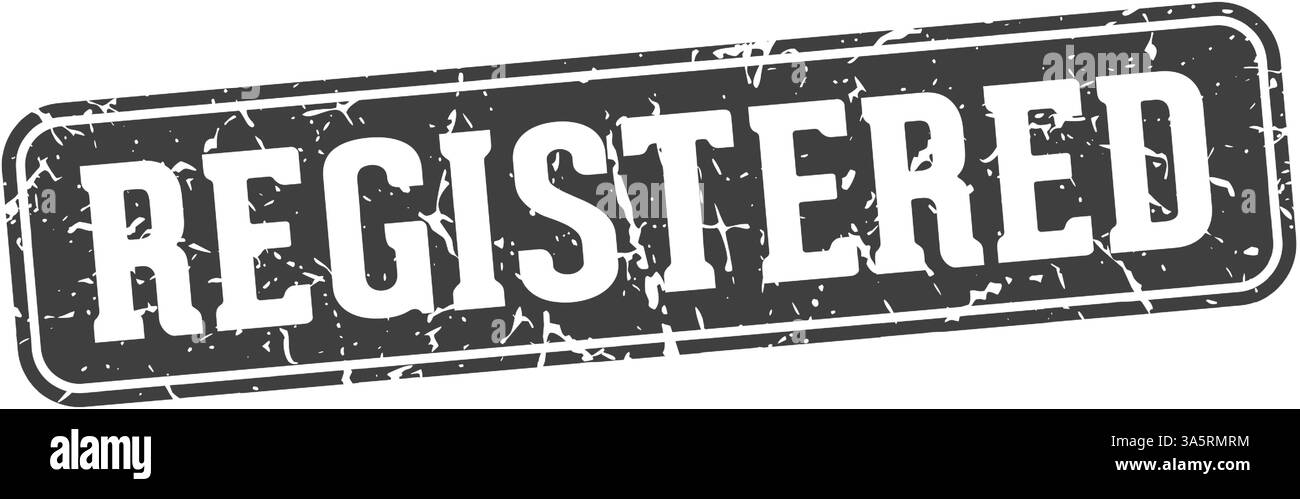 registered stamp. registered rectangular sign isolated on transparent ...