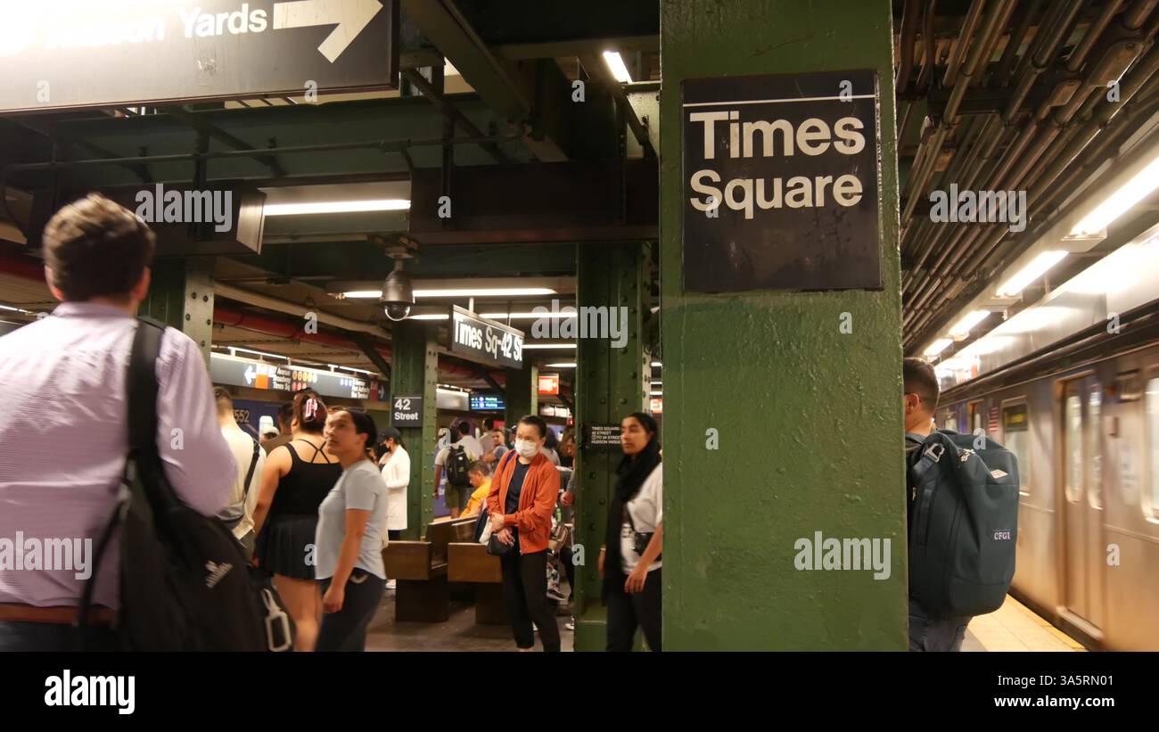 New York City, United States - 1 Sept 2023: Subway station, underground ...