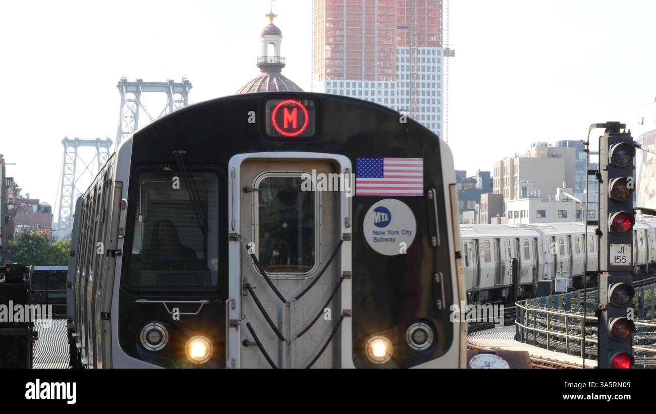 New York City, United States - 7 Sept 2023: Subway station. Metro train ...