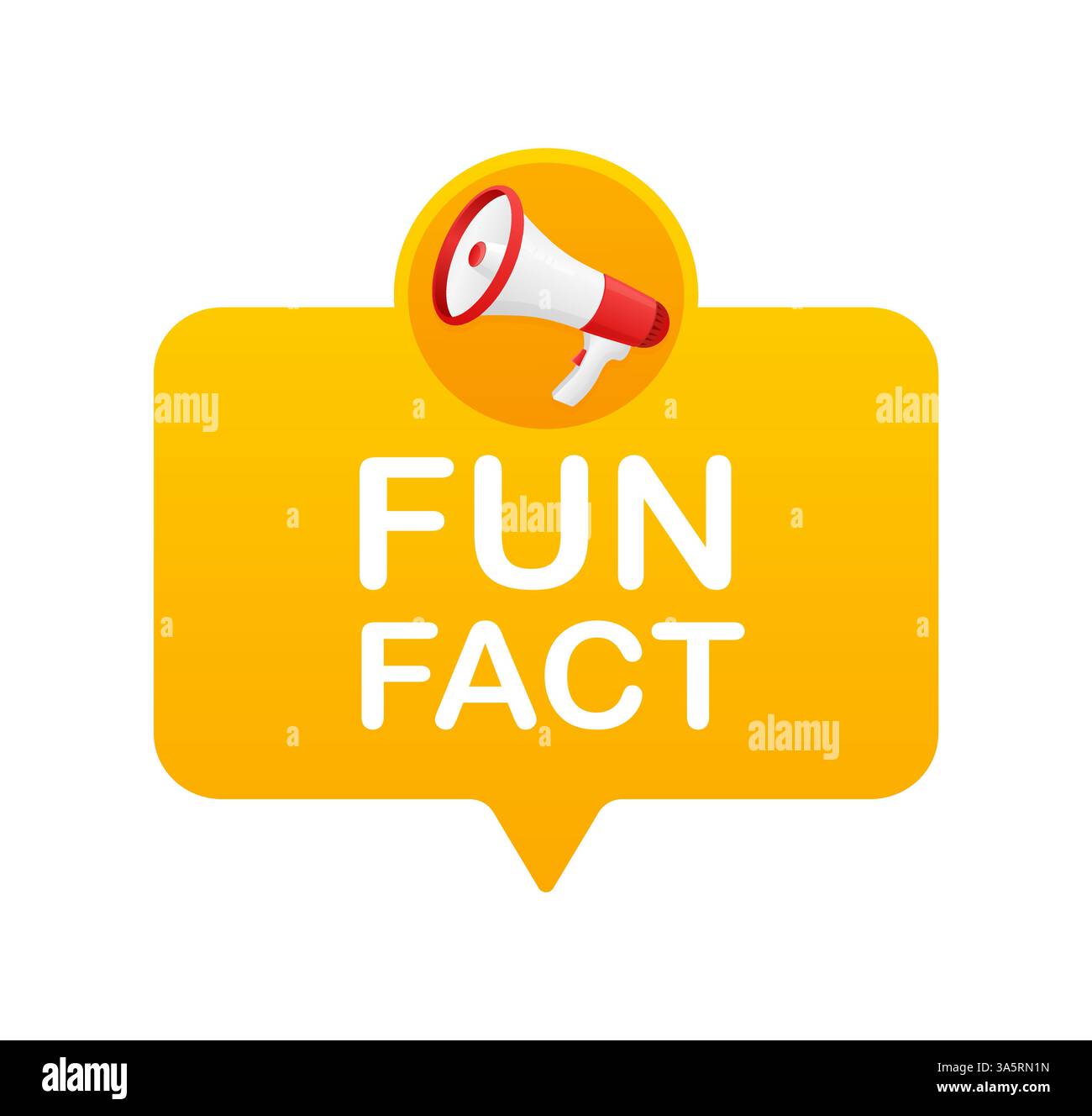 Fun fact. Badge with megaphone icon. Flat vector illustration on white ...