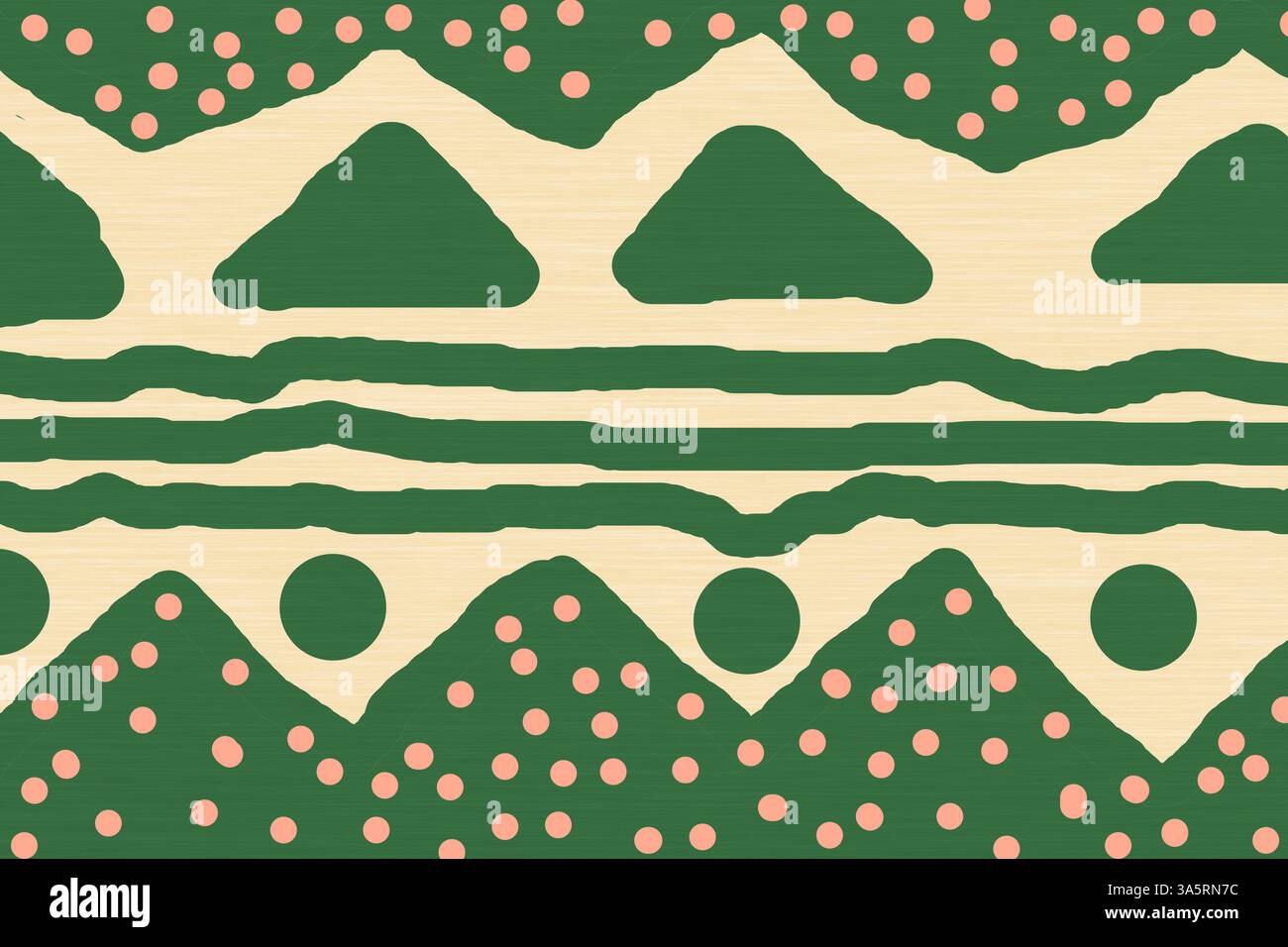Abstract earthy green and cream pattern with lines, dots, and geometric shapes, creating a ...