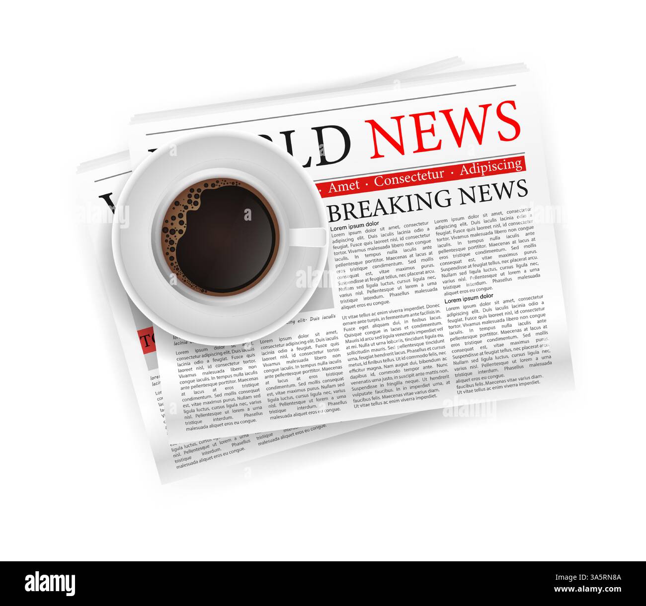 Coffee with newspaper in 3d style. Business design. Vector stock ...