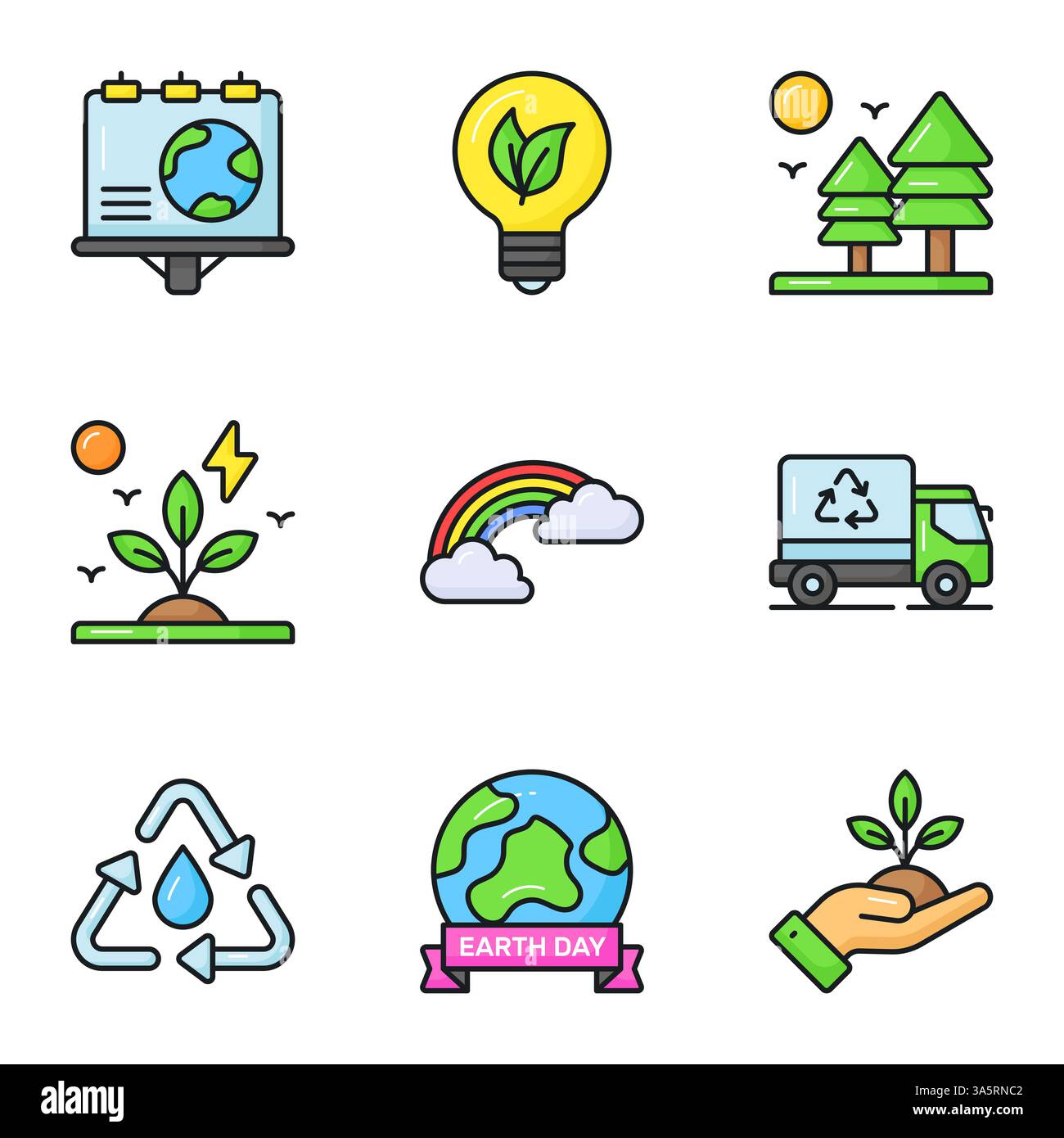 World mother earth day related icons set such as, billboard, energy ...