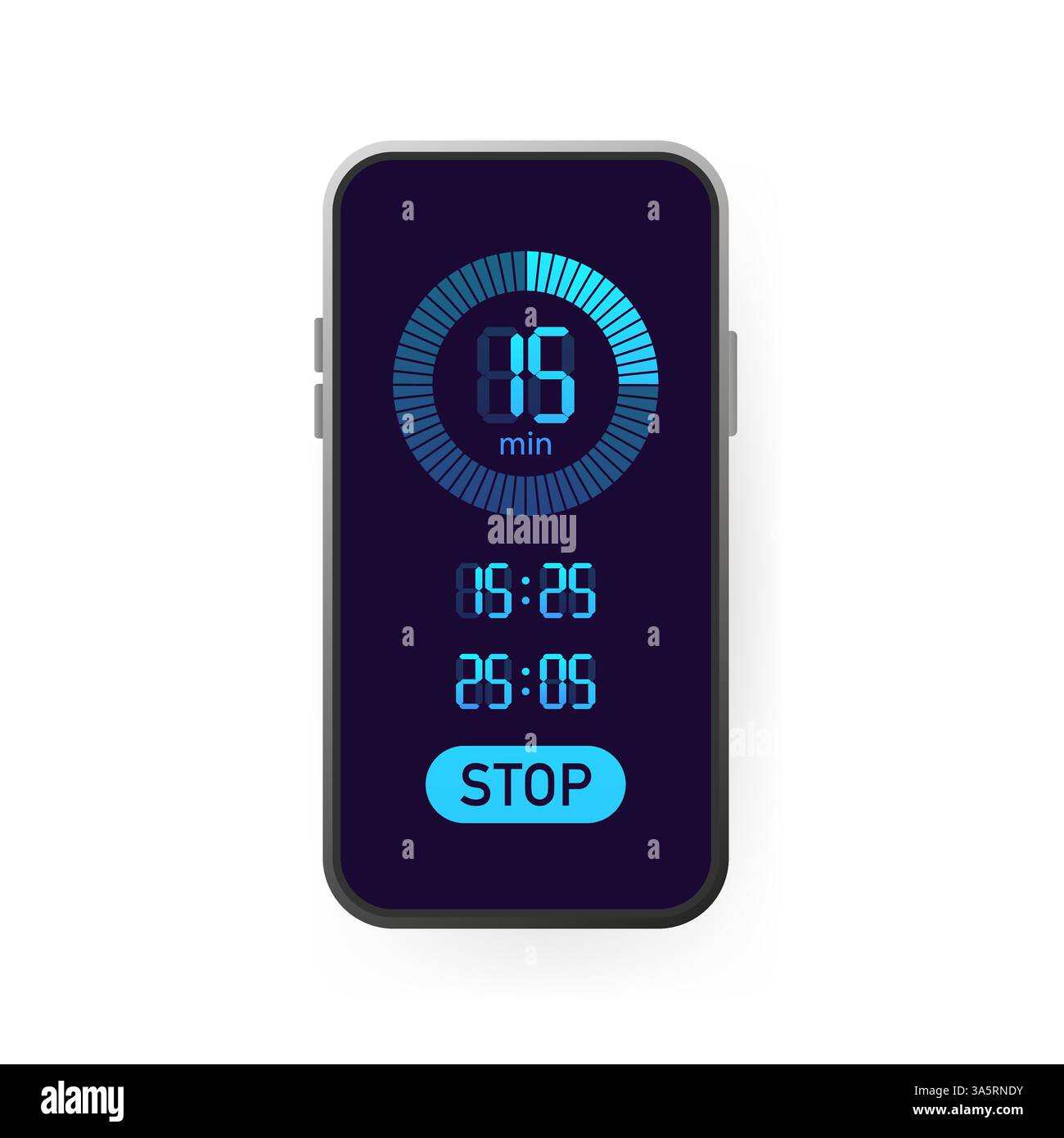Mockup With Blue Stopwatch Smartphone On White Background Flat Design Digital Communication