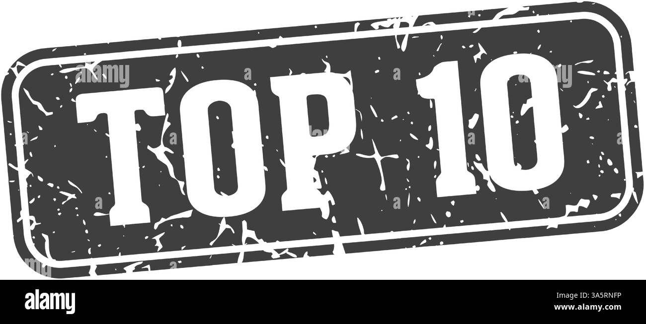 top 10 stamp. top 10 rectangular sign isolated on transparent ...