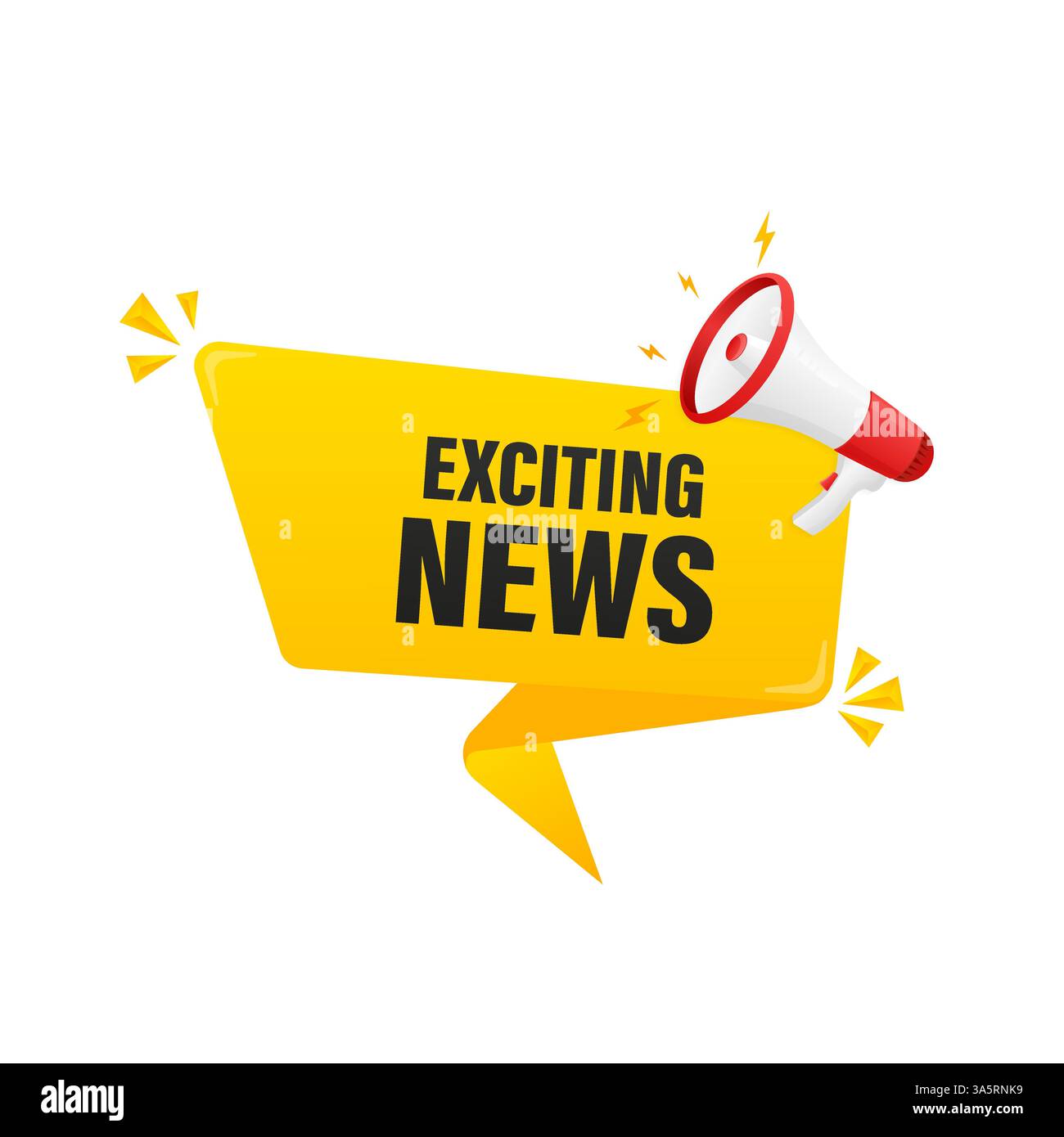 Exciting news. Vector flat illustration with megaphone on white ...