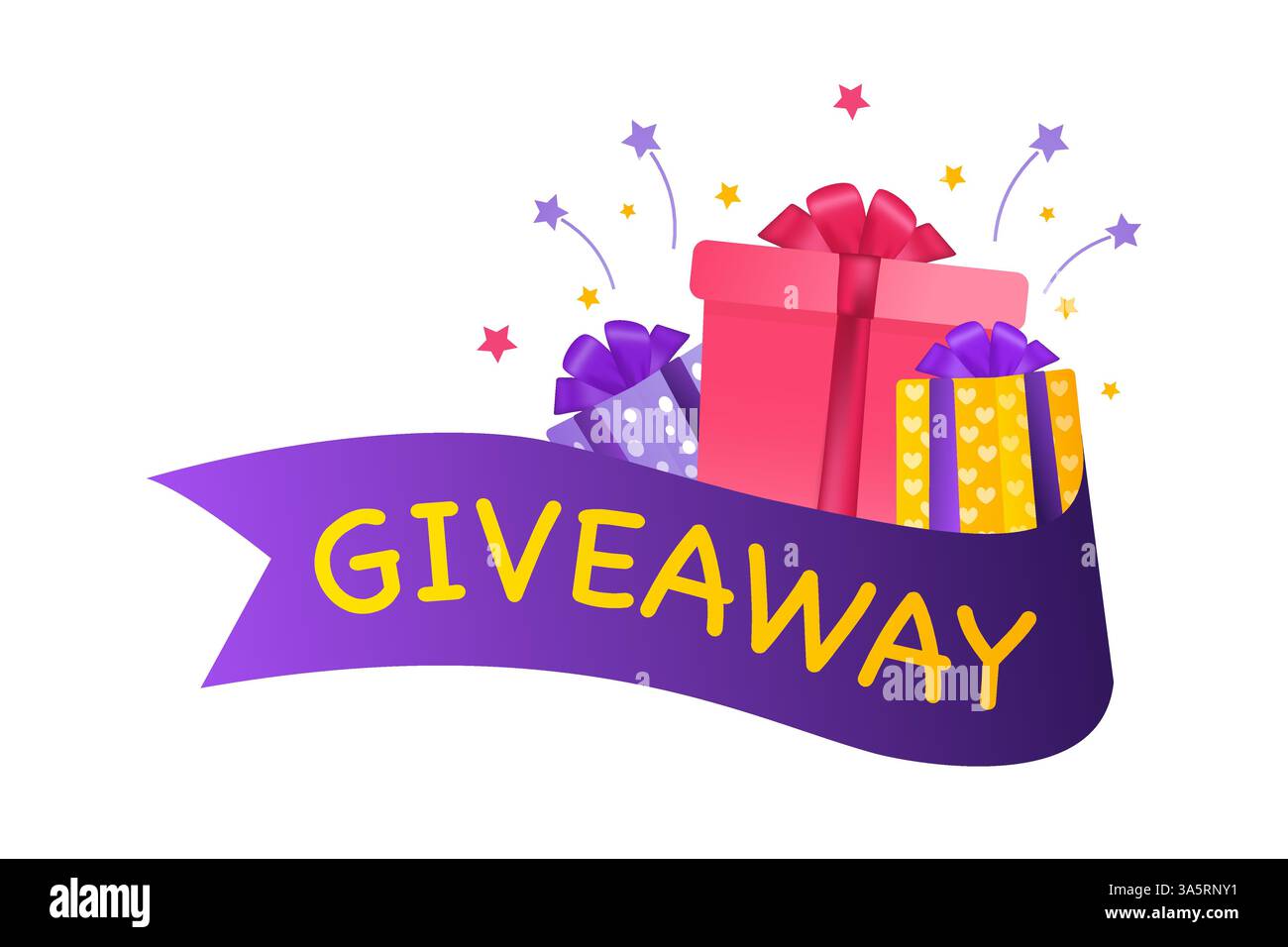 Giveaway banner. Trendy ribbon.Holiday concept. Vector text. Post ...