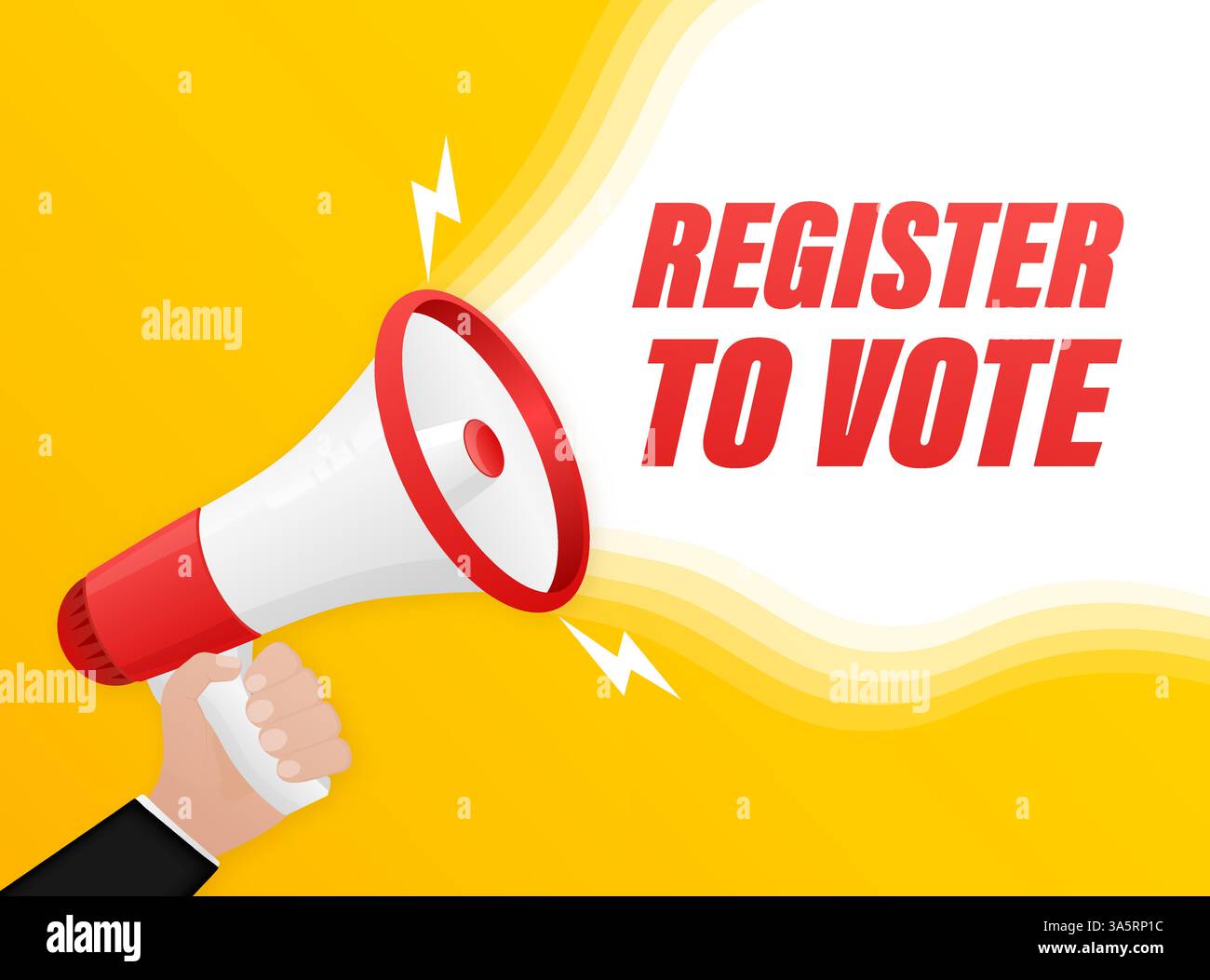 Megaphone, business concept with text register to vote. Vector stock ...