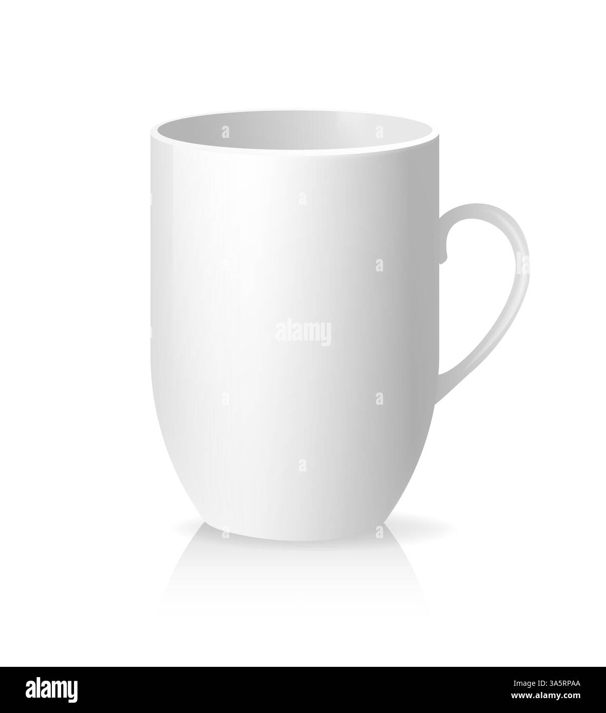 White empty cup in classic style on transparent background. White ...