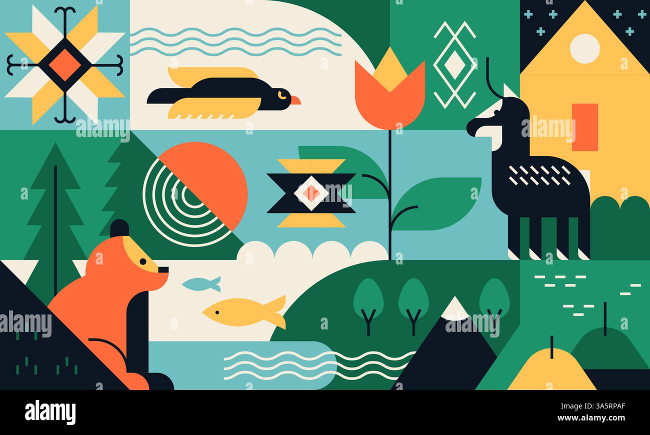 Nature and biodiversity - flat design style illustration Stock Vector ...