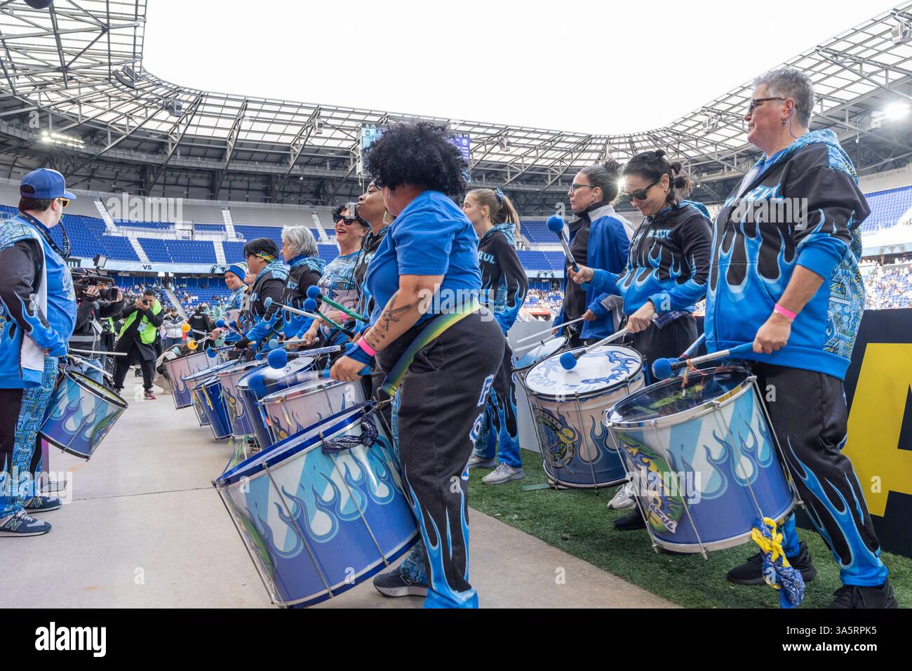 Harrison, NJ, March 23, 2025: Drum band Fogo Azul performs during ...