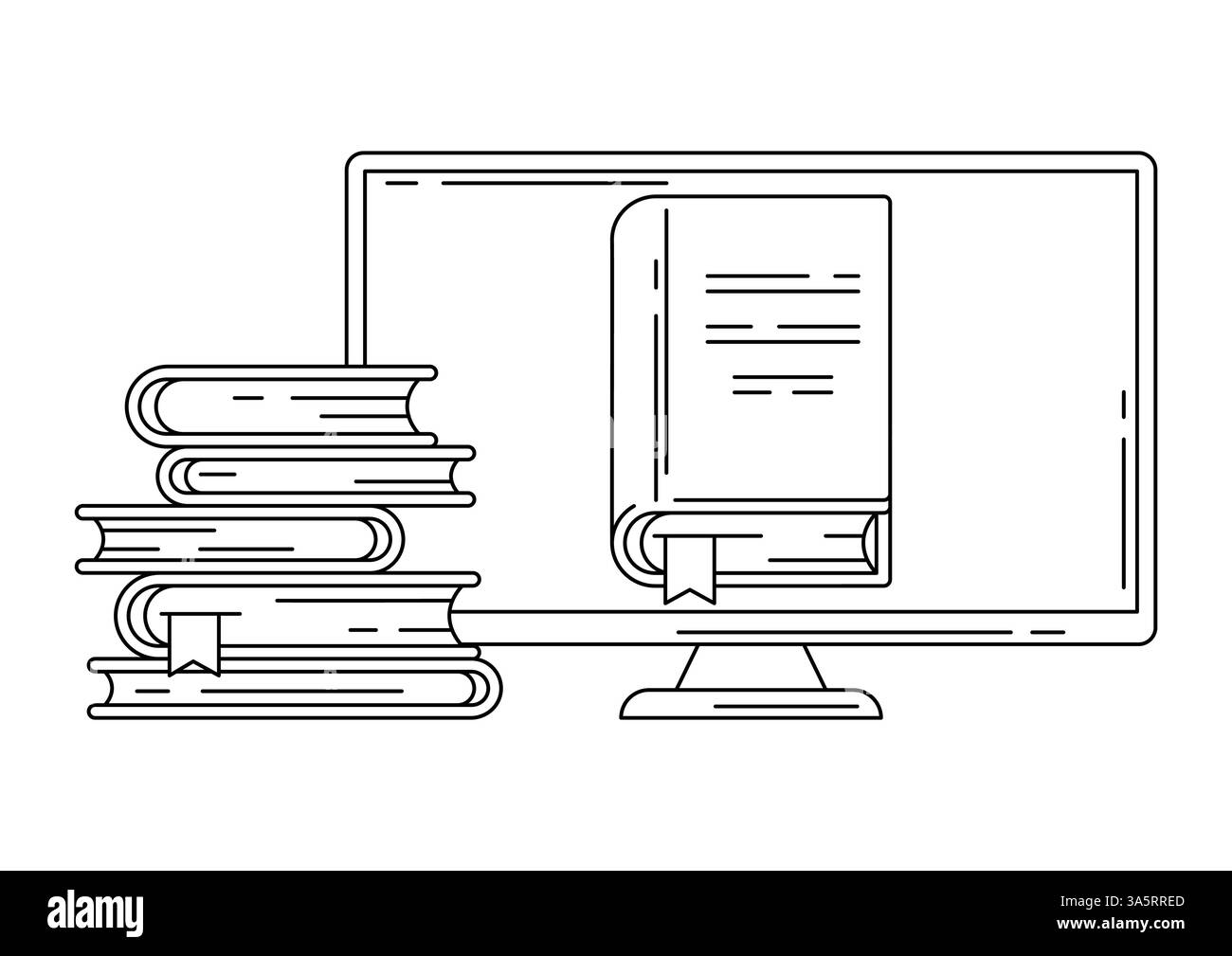 Monitor with books. Digital library concept Stock Vector Image & Art ...