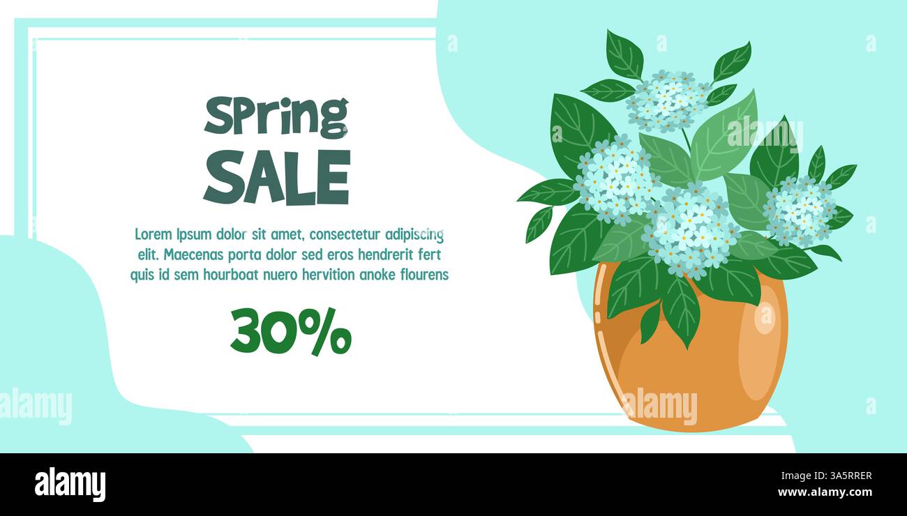 Garden hydrangea banner for seasonal sale for flower stores and ...