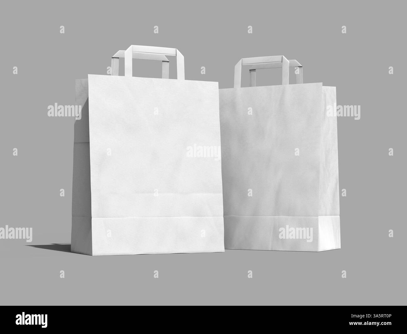 White Blank Front and Back Paper Bag Mockup Gray Background Stock Photo ...