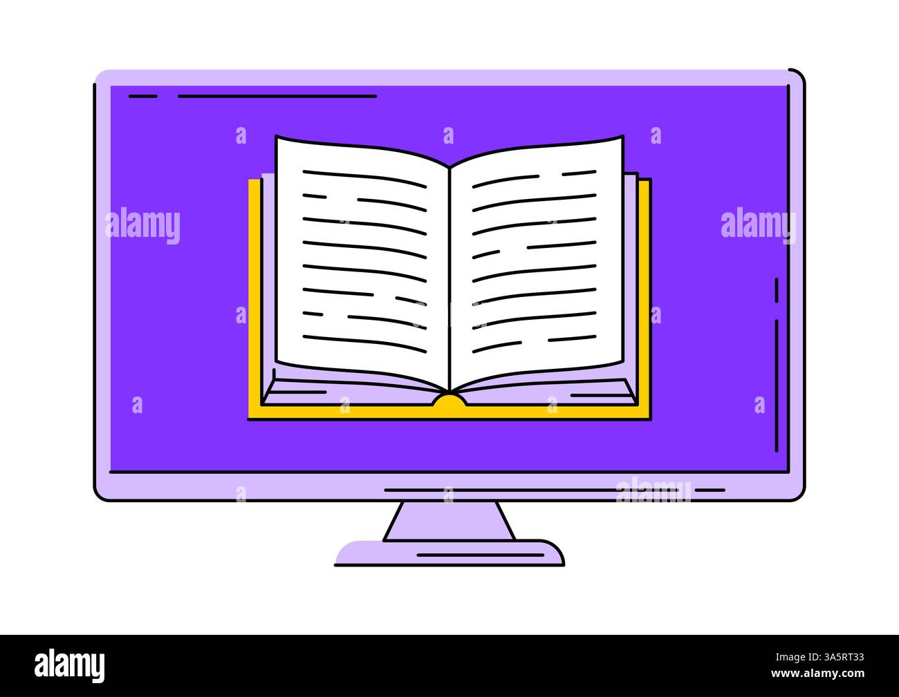 Monitor with open book. Digital library concept Stock Vector Image ...