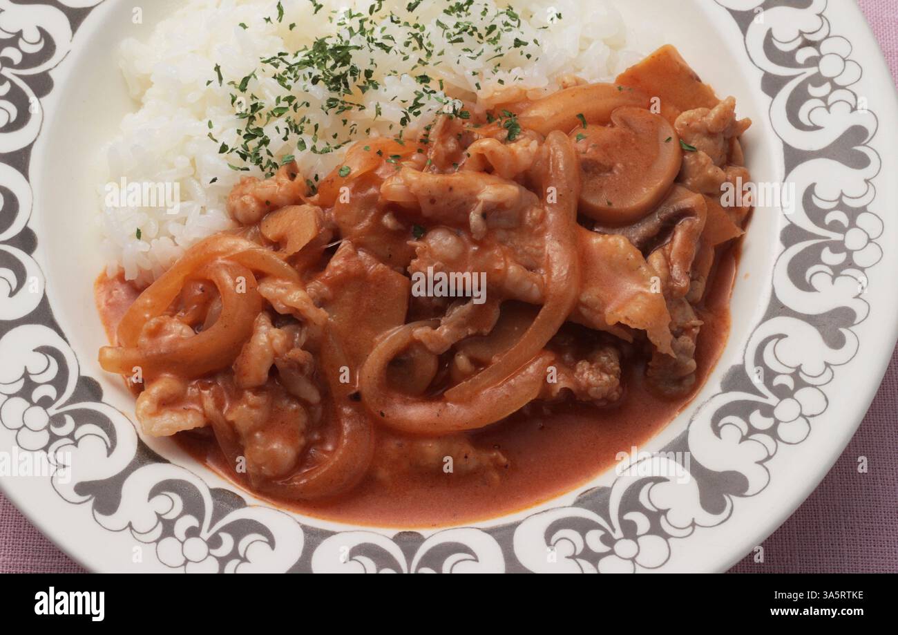 Pork Hayashi rice, one of Western-style dishes, Yo-shoku, in Japan is ...