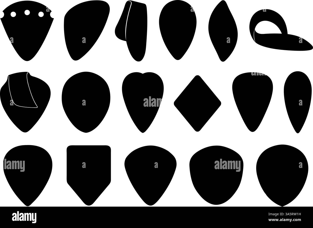 Collage of different guitar picks illustration isolated on white Stock ...