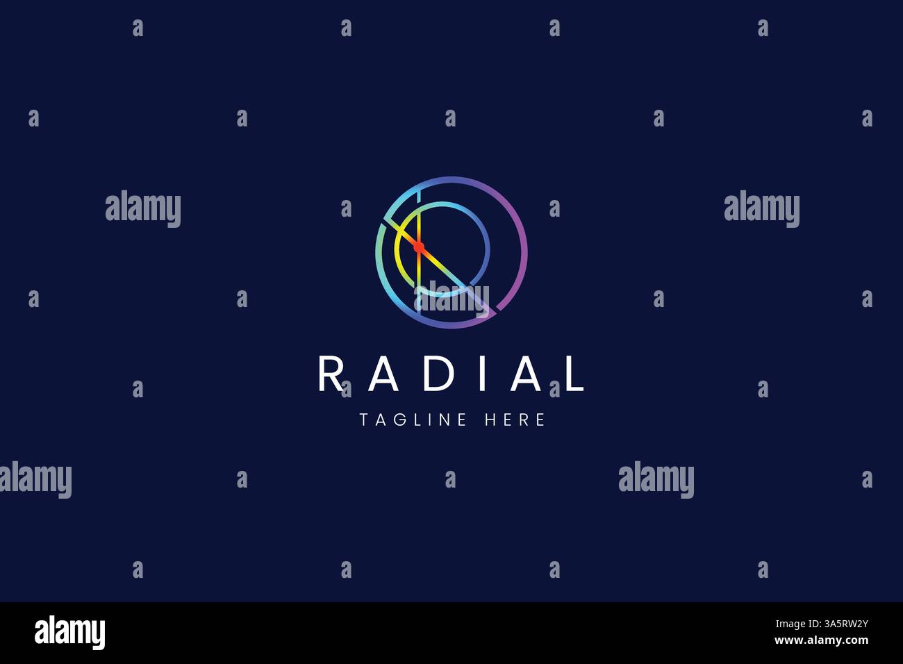 Radial and Orbital Logo Letter R Linear Circle Shape with Point Global ...