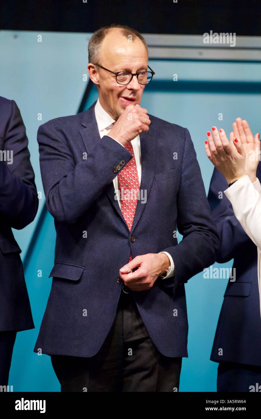 Stromberg, Western Germany. February 07, 2025. Friedrich Merz ...