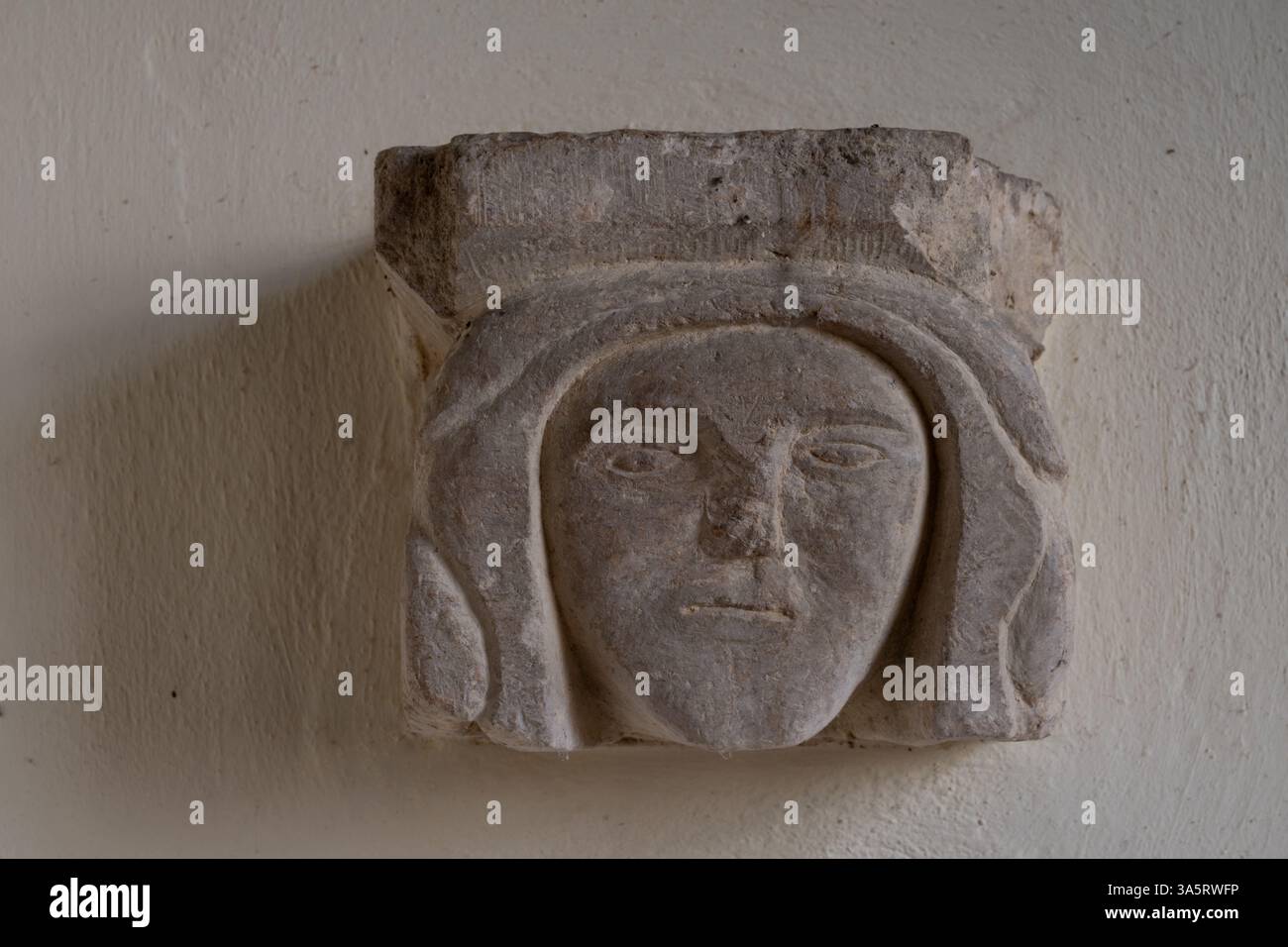 Carved head in St. Mary`s Church, Clipsham, Rutland, England, UK Stock ...