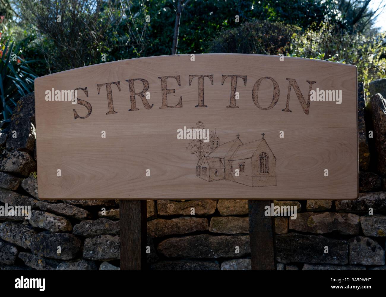 Stretton village sign, Rutland, England, UK Stock Photo - Alamy